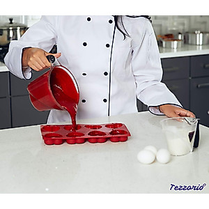 Tezzorio 8-Cavity Mini Heart Silicone Baking Mold, BPA Free, Non-Stick Baking Molds/Cake Pans