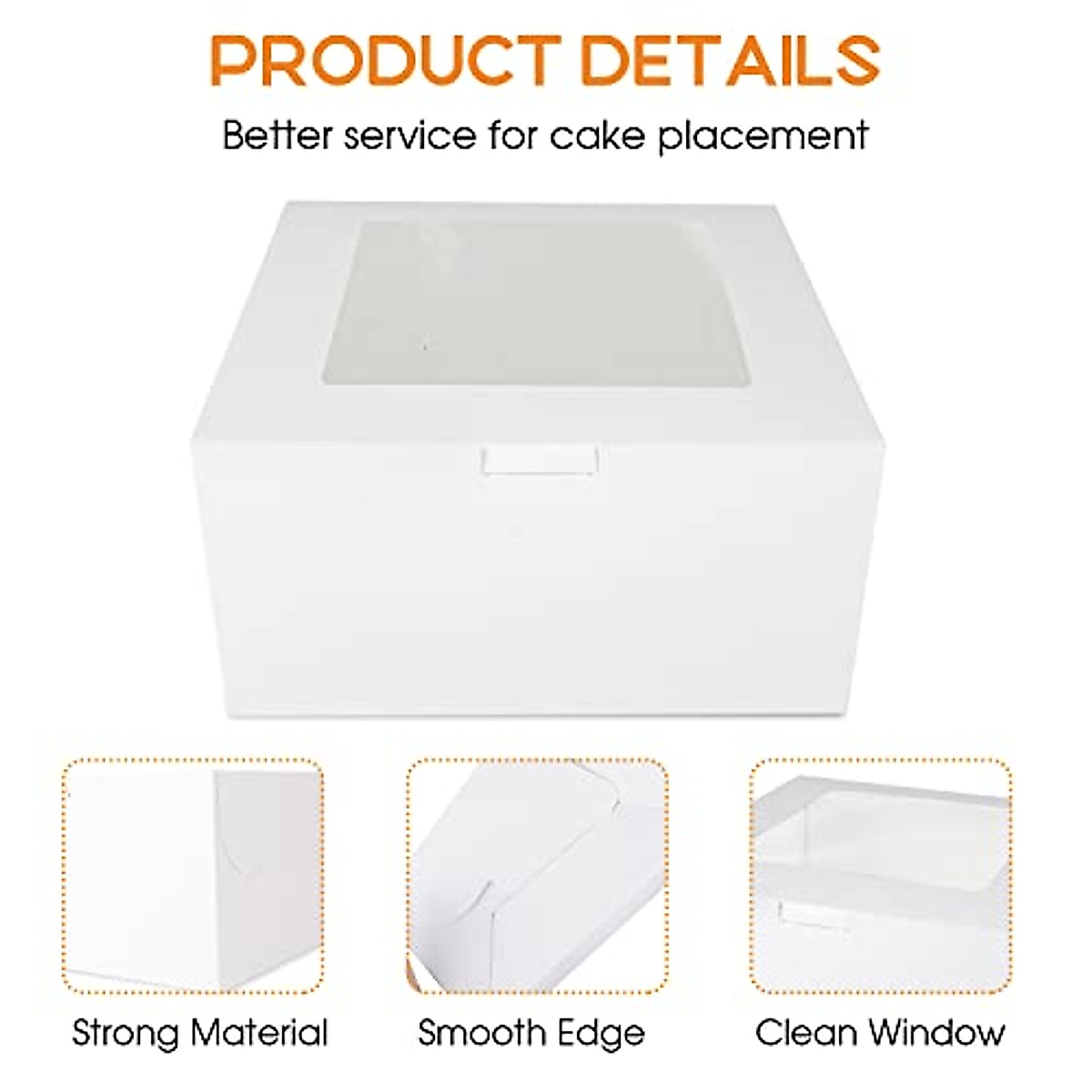 ZENOWICK Cake Boxes Set (50 Pcs, 25 Boxes & 25 Boards) White 10x10x5 Inches Tall Cake Boxes with Window,Boxes with Round Cake Boards for Christmas, Birthday Party, Valentine's Day,Pastries, Cookies