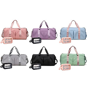 Gym Duffle Bag for Women Men Sport Travel Duffle Bag with Toiletry Bag, Small Gym Bag with Wet Pocket & Shoe Compartment, Overnight Bag Hospital Bags for Labor and Delivery - Pink