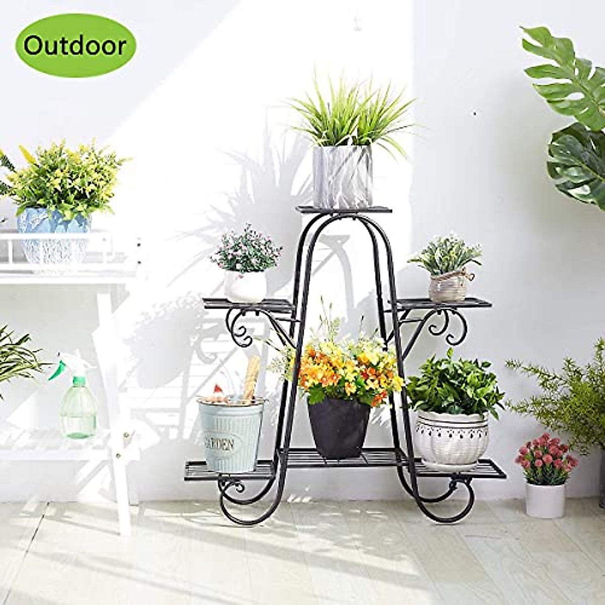Nisorpa 6 Tier Plant Stands for Indoor and Outdoor, Metal Plant Stand Shelf, Flower Pot Holder Shelf for Multi Plants, Multilayer Potted Planters Display Rack L31.5 x H29.13 x W8.27in
