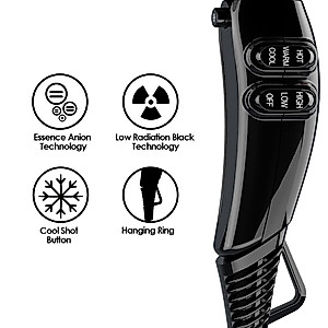 Wazor Ionic Lightweight Hair Dryer 1875W Ceramic Powerful Blow Dryer Pro AC Motor for Quick Drying, 2 Speed / 3 Heat Settings, Concentrator