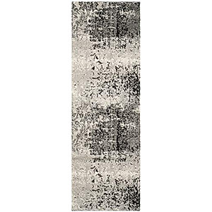 SAFAVIEH Retro Collection 2'3" x 15' Light Grey/Grey RET2139 Modern Abstract Non-Shedding Living Room Bedroom Runner Rug
