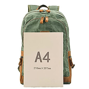 WUDON Canvas Leather Backpack for Women - Casual Style Shoulder Rucksack for Daypack Vintage Backpacks