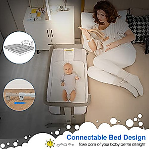 INFANS 3 in 1 Baby Bassinets, Bedside Sleeper for Newborn, Folding Crib with Mattress, Travel Bag, Wheels, 4-Sided Mesh, Easy to Assemble Cradle Co Sleeper Stationary, Rock (Pink)