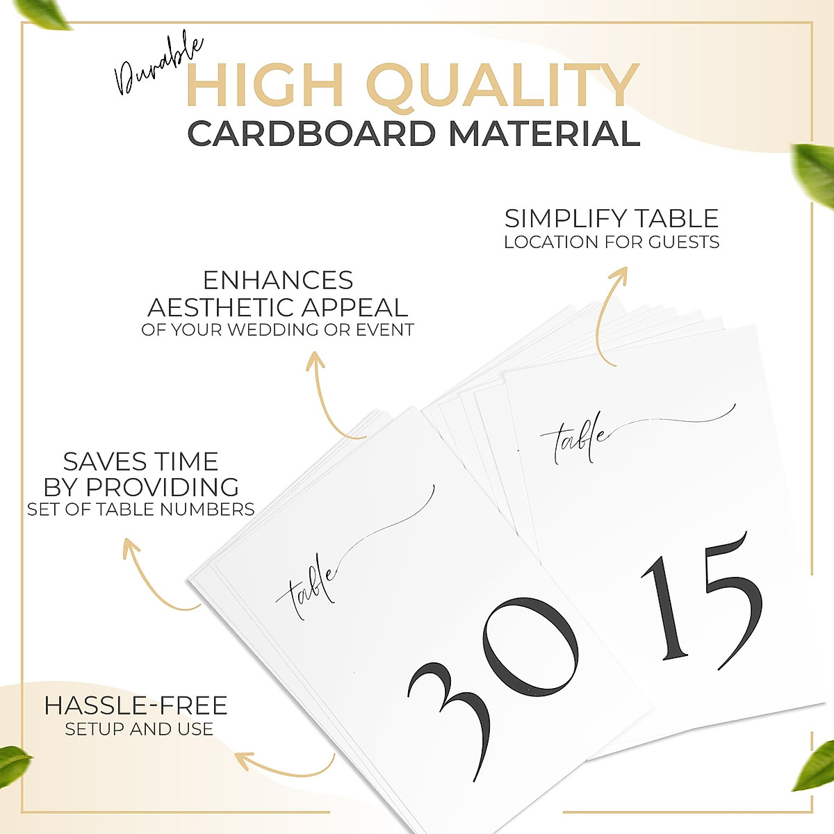 Wedding Table Numbers 1-30 Cards - Perfect for Wedding Reception, Banquets, and Special Occasions, Set Includes Numbers 1-30 and Head Table, Durable Double-Sided 6x4 inch Cards by Daivers