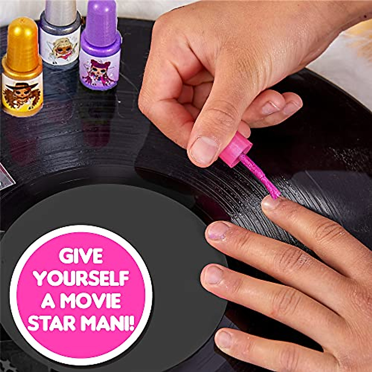 L.O.L. Surprise! O.M.G. 2-in-1 Lip & Nail Studio by Horizon Group USA, Double Feature Series, DIY Beauty Kit for Kids, Create 3 L.O.L. Surprise Lip Balms, Design & Decorate Trendy Nail Art