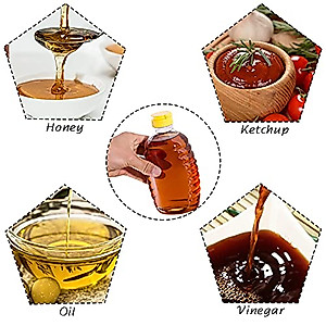 Qinsihwn 8 Pack 16oz Clear Plastic Honey Bottles,Refillable Food Grade Honey Container,Squeeze Honey Bottle With Leak Proof Flip-Top Caps for Storing and Dispensing