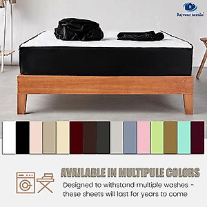 RAJVEER TEXTILE Zip On Fitted Sheet - Includes 1 Fitted Base + 2 Zip Sheet - Easy to Change, Won’t Pop Off Twin Sheet- 600 TC Cotton Fitted Sheet- 15” Deep Pocket Twin Size- Black