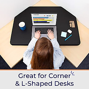 Stand Steady X-Elite Pro | Premier Corner Standing Desk Converter | Extra Large 40 Inch Sit to Stand Desk | Fully Assembled | Height Adjustable Desk Converter for Cubicles and L-Shaped Desks (Black)