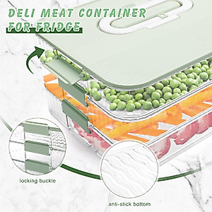 Windspeed Deli Meat Container for Fridge, 3 Layer Bacon Storage Container for Fridge Ham and Deli Meat and Cheese Containers Bacon Storage Container with Tongs