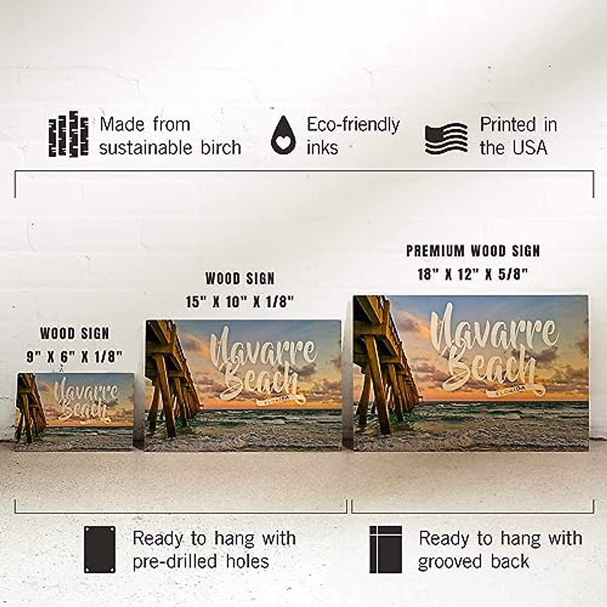 Lantern Press 6x9 Inch Wood Sign, Ready to Hang Wall Decor, Navarre Beach, Florida, Under the Pier