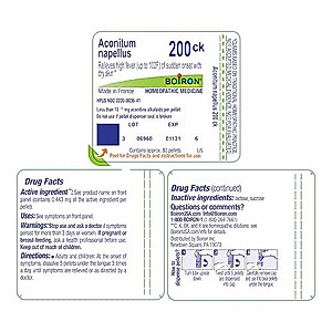 Boiron Aconitum Napellus 200Ck Homeopathic Medicine for Fever - 80 Pellets