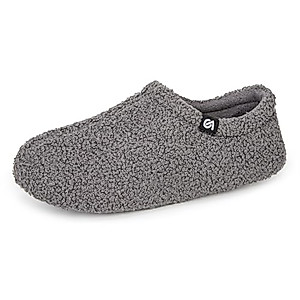 VeraCosy Women's Fuzzy Teddy Slippers Lightweight Memory Foam Indoor House Shoes (7-8, Grey)
