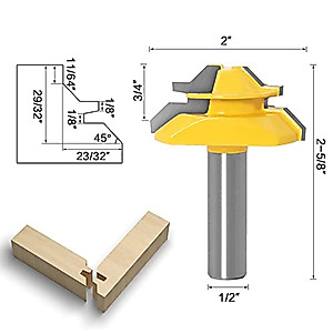 1/2" Router Bit 45 Degree Glue Joint Lock Miter, APlus Woodworking Cutter Tools Set, 3 Pcs