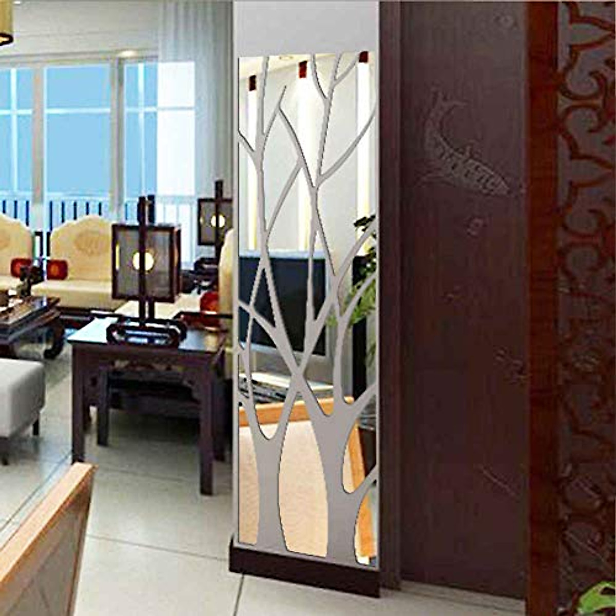 CrazyDeal Family Tree Wall Decor Abstract Wall Art 3D DIY Acrylic Decorative Mirror Wall Stickers for Living Room Bedroom Kitchen The Home Modern Decorations 60x16 inch
