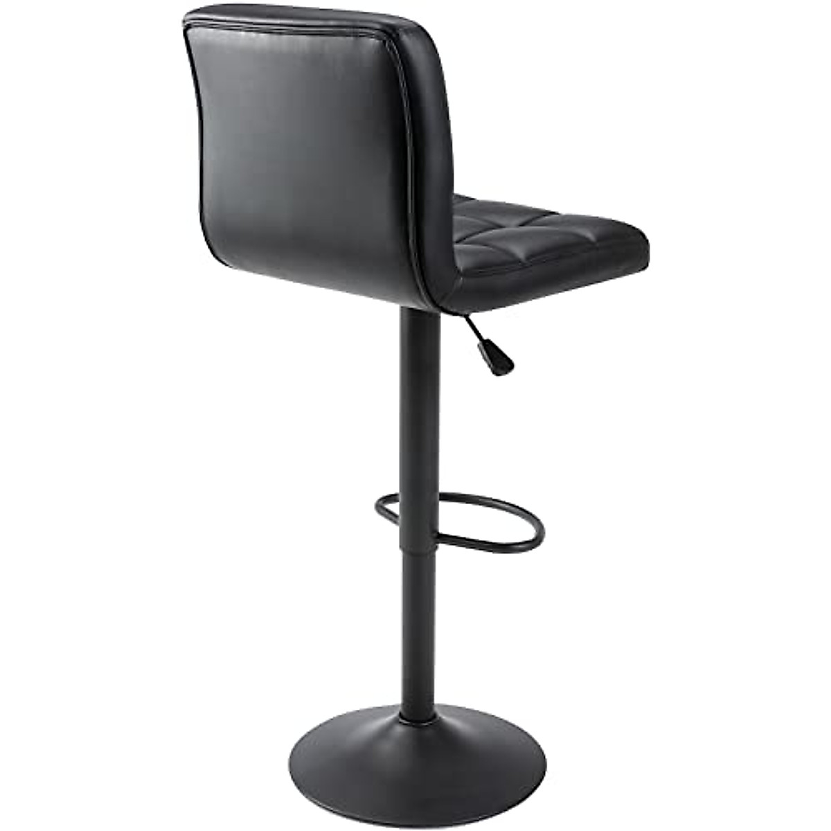 Vogue Furniture Direct PU Leather Square Bar Stools, Modern Adjustable Swivel Barstools with Back, Armless Airlift Counter Height Chairs for Kitchen Dining Pub Cafe, Set of 2 (Black, Black Base)