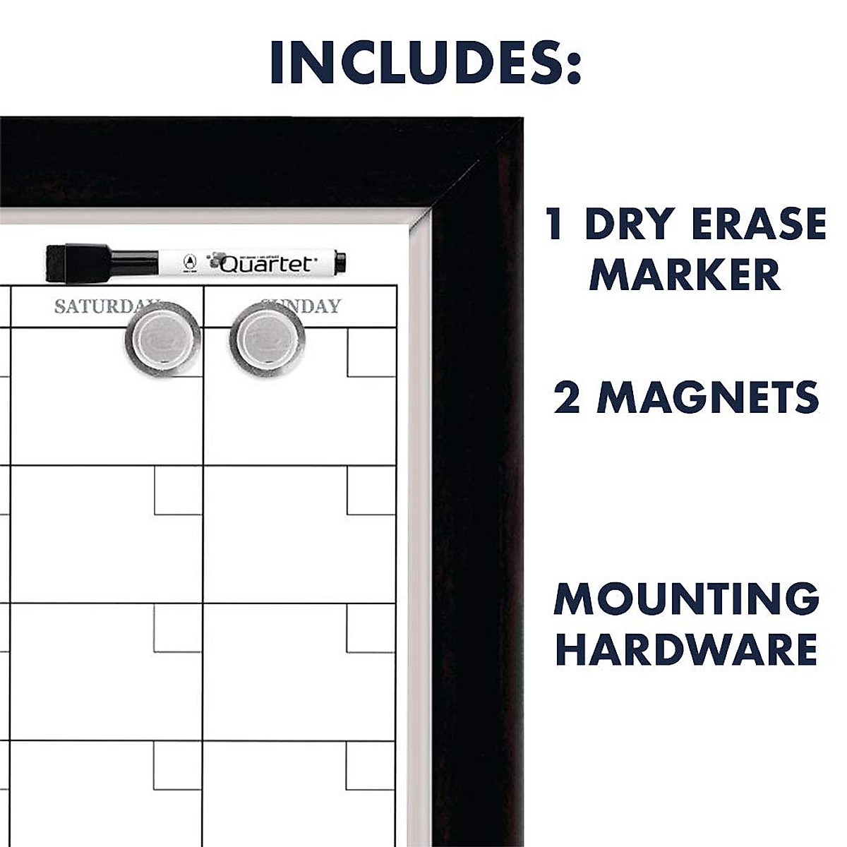 Quartet Combination Magnetic Whiteboard Calendar & Corkboard, 17" x 23" Combo Dry Erase White Board & Cork Bulletin Board, Perfect for Office, Home School Message Board, Wood Frame (22476)