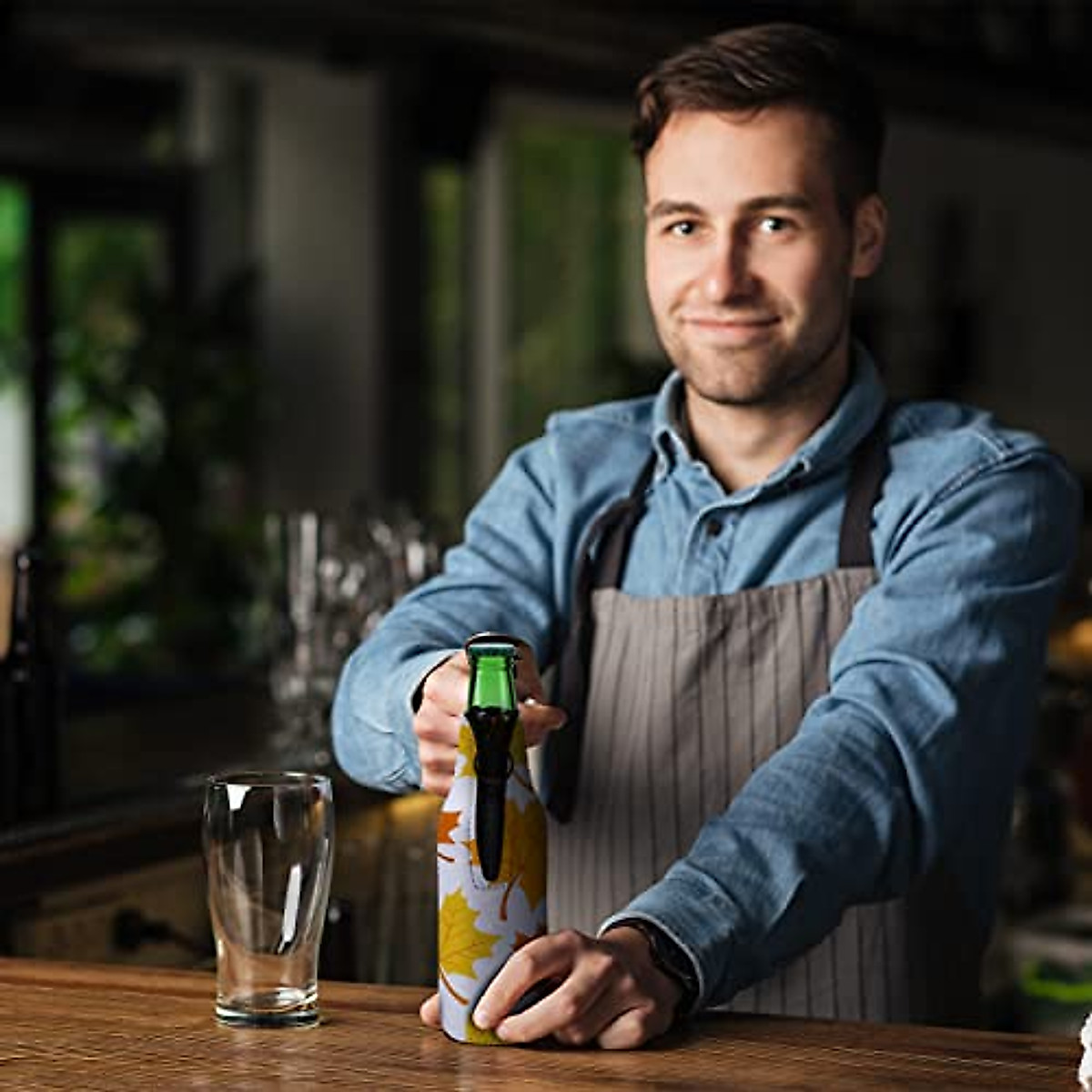 10 Pieces Sublimation Blanks Beer Bottle Cooler Sleeves White Neoprene Sleeve with Zipper Beer Sleeves for Bottles Can Cooler Insulator Glass Bottle Cover Sleeve Neck Beer Holder for 12 oz Bottle