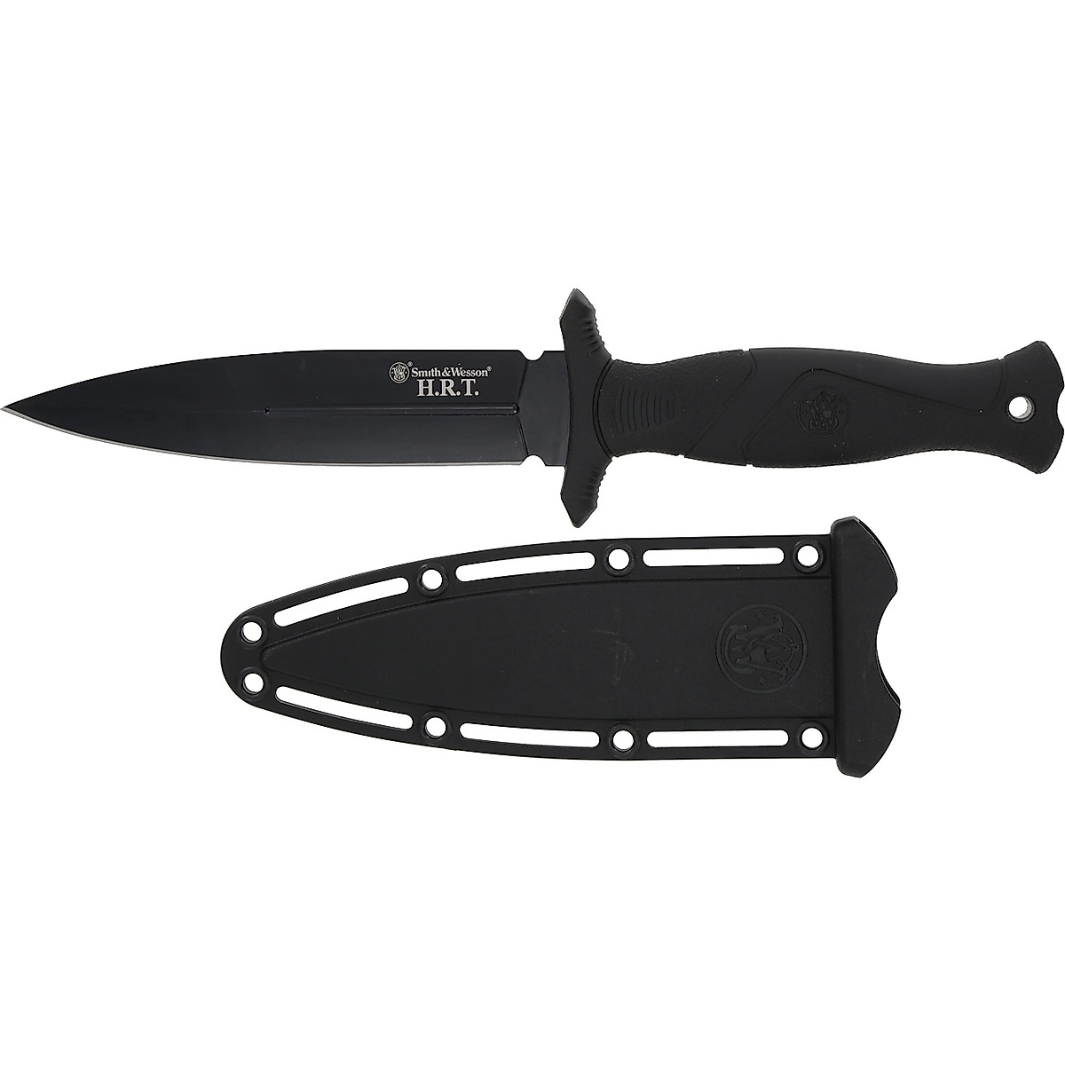 Smith & Wesson 10.5 in High Carbon SS Fixed Blade Knife with 5.5 in False Edge Blade for Outdoor Tactical Survival and EDC, Black