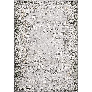 Abani Atlas 4'x6' Green/Grey Area Rug, Contemporary Abstract - Durable Non-Shedding -Easy to Clean