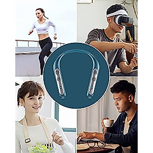 Bluenin Portable Wearable Neckband Bluetooth Speakers, Wireless Collar Speaker CVC 8.0 Noise Cancelling 3D Sound Personal Sport Speaker with Mic(Navy Blue)