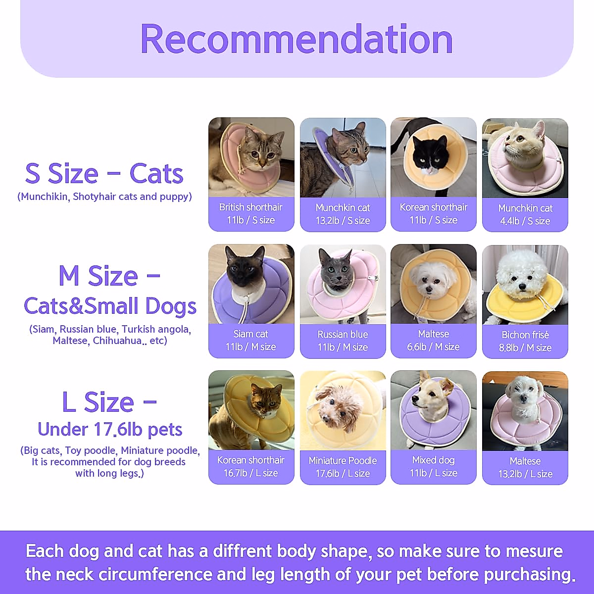 Adjustable Flower Recovery Collar for Dogs and Cats, Soft Comfortable Lightweight, Prevent Licking Wounds, Non-Vision Blocking, Pink,Yellow,Purple (Purple, Large)