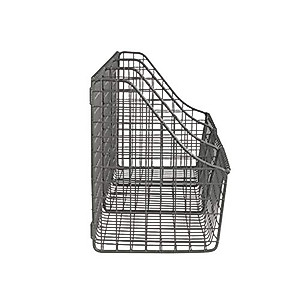 Spectrum Diversified Mount Triple Wire 3 Storage Bins Decor & Entryway Organization, Rustic Farmhouse Wall Basket, Industrial Gray