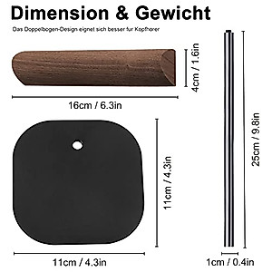 Gvoears Upgraded Headphone Stand, Walnut Wood Headphone Stand Headset Holder for Desk, Support Dual Headsets Suspension, Aluminum Alloy Support Rod Hanger, Dual Headphones Stand with Great Stablity