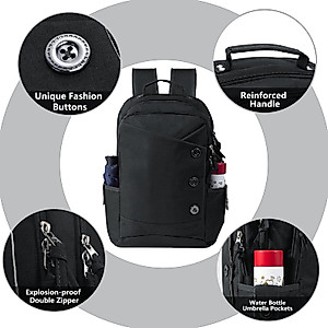 KINGSLONG 15.6 inch Laptop Backpack,College Student Computer Bag Daypack Backpacks School Bag Casual Commute Bag Travel Work For Women Men,Black