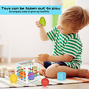 Baby Sensory Montessori Toys for 1 Year Old, 2 in 1 Silicone Pull String Toy, Toddler Travel Toys Sensory Toys for Toddlers 1-3, Baby Toys Fine Motor Skills Toys First Birthday Gift for Boys Girls