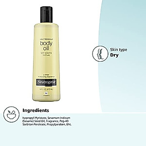Neutrogena Body Oil Light Sesame Formula, Dry Skin Moisturizer & Hydrating Body Massage Oil, for Radiant & Healthy Looking Glow, Nourishing Bath Oil for Sheer Moisture, 16 fl. oz