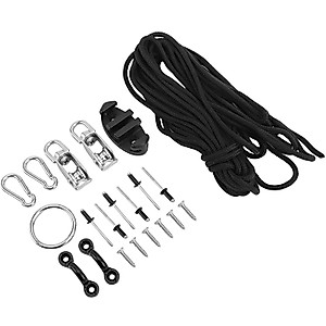 Amarine Made Marine Kayak Canoe Anchor Trolley Kit with Trolley Line Rope Zig Zag Cleat Pulley Block Rigging Ring Nylon Pad Eyes Snap Hooks and Mounting Hardware