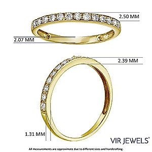 VIR JEWELS 1/4 carat (ctw) Diamond Wedding Anniversary Band for Women, Half Eternity Round Diamond Engagement Ring 14K Yellow Gold Prong Set with Milgrain 0.25 cttw, Size 7