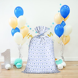 WRAPAHOLIC 56" Large Baby Boy Plastic Gift Bag - Cute Blue Elephant Design for Baby Shower, Kids Birthdays, Parties, Celebrating, or Any Occasion - 56" H x 36" W
