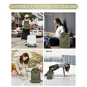 VENATIN Gym Backpack for Women Waterproof Small Gym Bag With Shoe Compartment Sports Essentials Backpack with Wet Dry Pocket,Green…