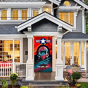 Pilot Aircraft Happy Birthday Banner Airplane Aviation Fighter Theme Backdrop Decor for Boys Men 1st Birthday Party Baby Shower Fighter Jet Party Supplies Decorations Photo Booth Props