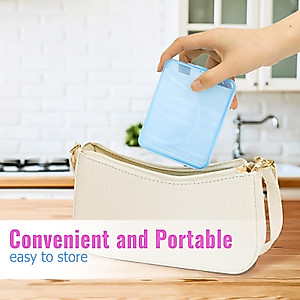 3 pieces Portable Travel Cotton Pad Holder,Bathroom Vanity Countertop Storage Organizer,Cotton Ball Holder Dispenser,Cosmetic Sponge Storage Box for Cotton Rounds, Swabs, Floss(Blue+Pink+Transparent)