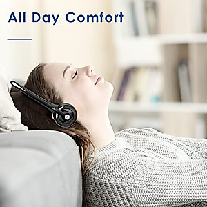 Bluetooth Headset with Microphone for Truck Driver, One Ear Wireless Headset with cvc6.0 Noise Cancelling, Mute & Volume Control, Long Battery Life, Headsets with Mic for Cell Phone, PC, Call Center