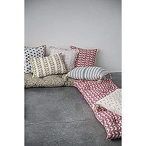 Creative Co-Op Cotton Printed Lumbar Embroidery & French Knots Pillow, Multicolored