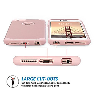 ULAK iPhone 6 Plus Case, iPhone 6S Plus Case, Slim Dual Layer Soft Silicone and Hard Back Cover Anti Scratches Bumper Protective Case for Apple iPhone 6 Plus / 6S Plus 5.5 inch - Rose Gold