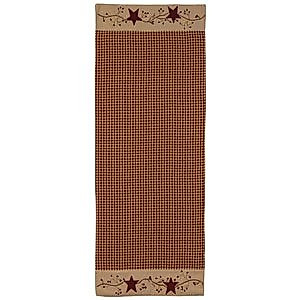 Stars and Berries 54" Table Runner - Great Gift Idea - Country Rustic Look - Tablerunner - Embroidered (One Pack)