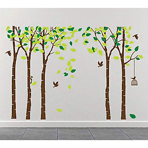 ANBER Giant Jungle Tree Wall Decal Removable Vinyl Sticker Mural Art Bedroom Nursery Baby Kids Rooms Wall Décor (Brown and Green)