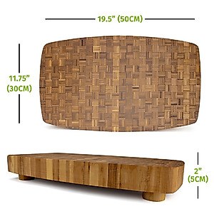 Kÿchen Dark Mocha Natural Bamboo Butcher Block, 19.5" x 11.75" x 2"