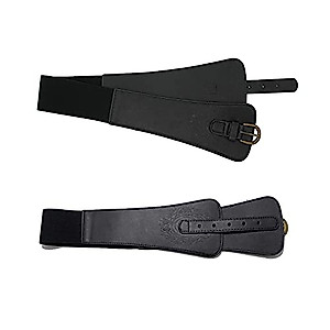 AWOCAN Women Leather PU Elastic Stretchy Corset Cinch Belt Print Retro Cinch Belt Wide Waist Belt (black)