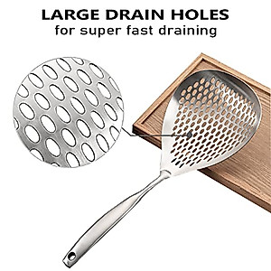 KAYCROWN Skimmer Slotted Spoon, 304 Stainless Steel Skimmer Ladle Skimmer Spoon Spider Strainer for Cooking and Frying, Pasta Strainer Spoon Frying Spoon Kitchen Cooking Colander Spoon