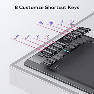 UGEE M708 V3 Graphics Drawing Tablet,10X6 Inches Digital Drawing Tablet with 8 Hot Keys 8192 Levels Pen Compatible with Chromebook, Linux, Windows 7/8/10/11, macOS 10.10