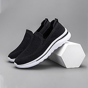 Aceptolcom Women Slip On Walking Shoes Orthopedic Shoes,Breathable Mesh Arch Support Slip Resistant Work Shoes Tennis Shoes Sock Shoes (5,Black,5)