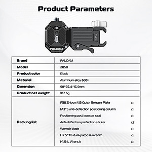 ULANZI FALCAM F38 Camera Quick Release Plate for Zhiyun M3 M2S Stabilizer, 38mm Anti-Deflection QR Plate with Fast Clamping, Lightweight and Portable 2858