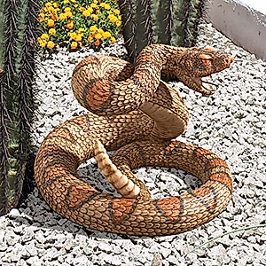 Design Toscano Western Diamond Back Rattlesnake Garden Animal Statue, 13 Inch, Polyresin, Full Color