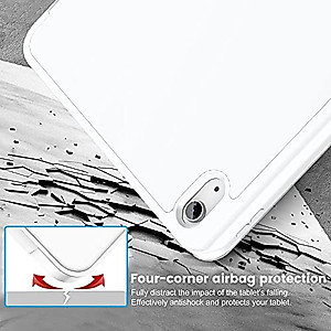 Gahwa iPad 10th Generation Case 10.9 Inch 2022, Slim Tri-fold Stand Soft TPU Back with Pencil Holder for iPad 10 Case - Support Touch ID, Auto Sleep/Wake(White)